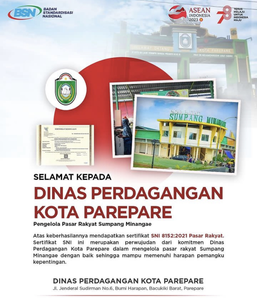 Pasar Sumpang Minangae Parepare Berhasil Meraih Sertifikat SNI - Portal Insiden