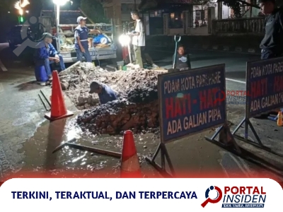 PAM Tirta Karajae Ganti Stop Kran 6 Inci di Jalan Sudirman Parepare - Portal Insiden